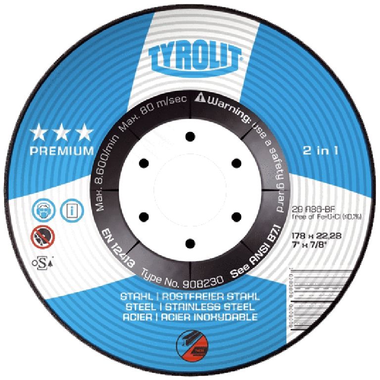 Šlifavimo diskas Tyrolit; 125x22,23 mm; 1 vnt. - T908229 - Pjovimo ...